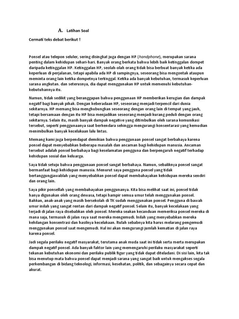 Latihan Soal Debat | PDF