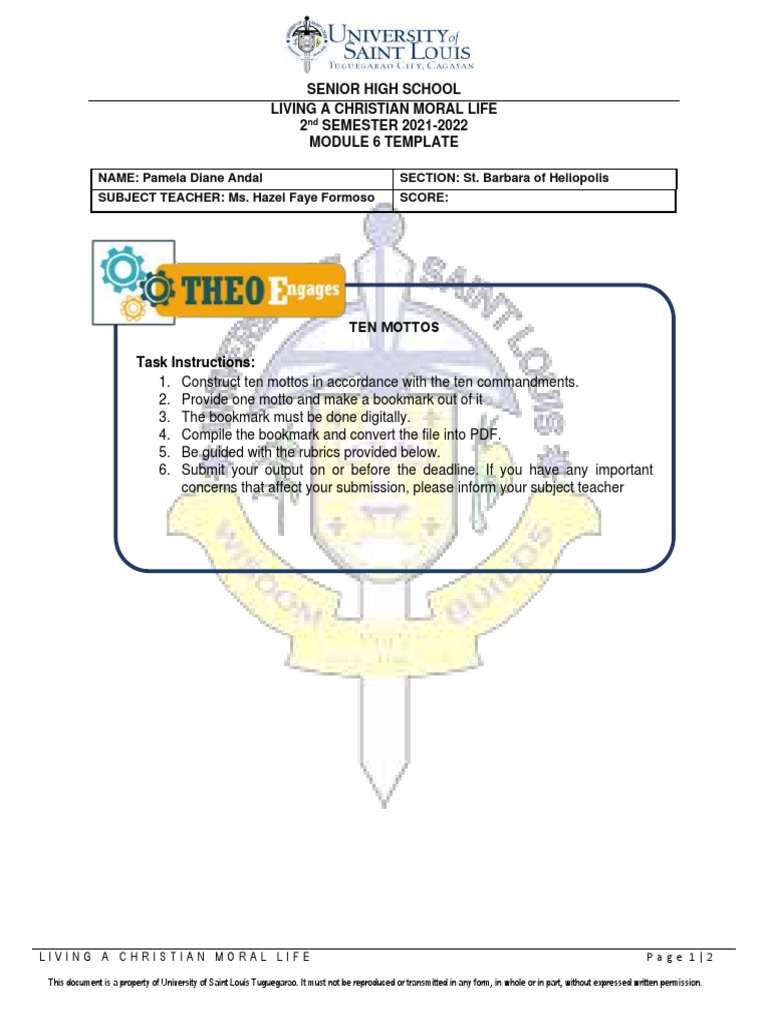Finals Theology 4 Module Week 6 | PDF
