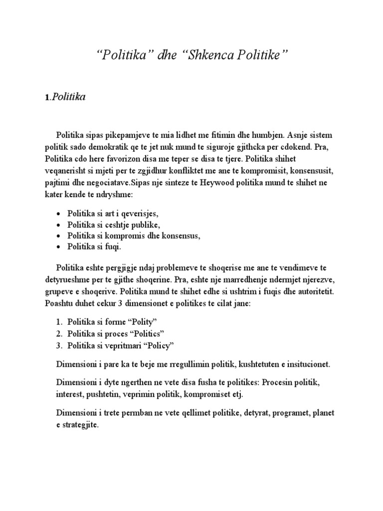 Politika Dhe Shkenca Politike | PDF