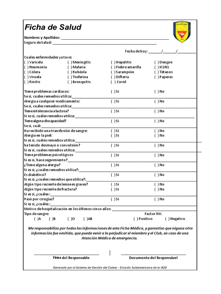 Ficha Medica | PDF | Medicina CLINICA | Especialidades Medicas