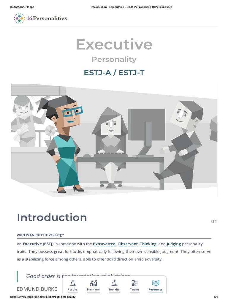 Introduction - Executive (ESTJ) Personality - 16personalities | PDF Introduction - Executive (ESTJ) Personality - 16personalities | PDF