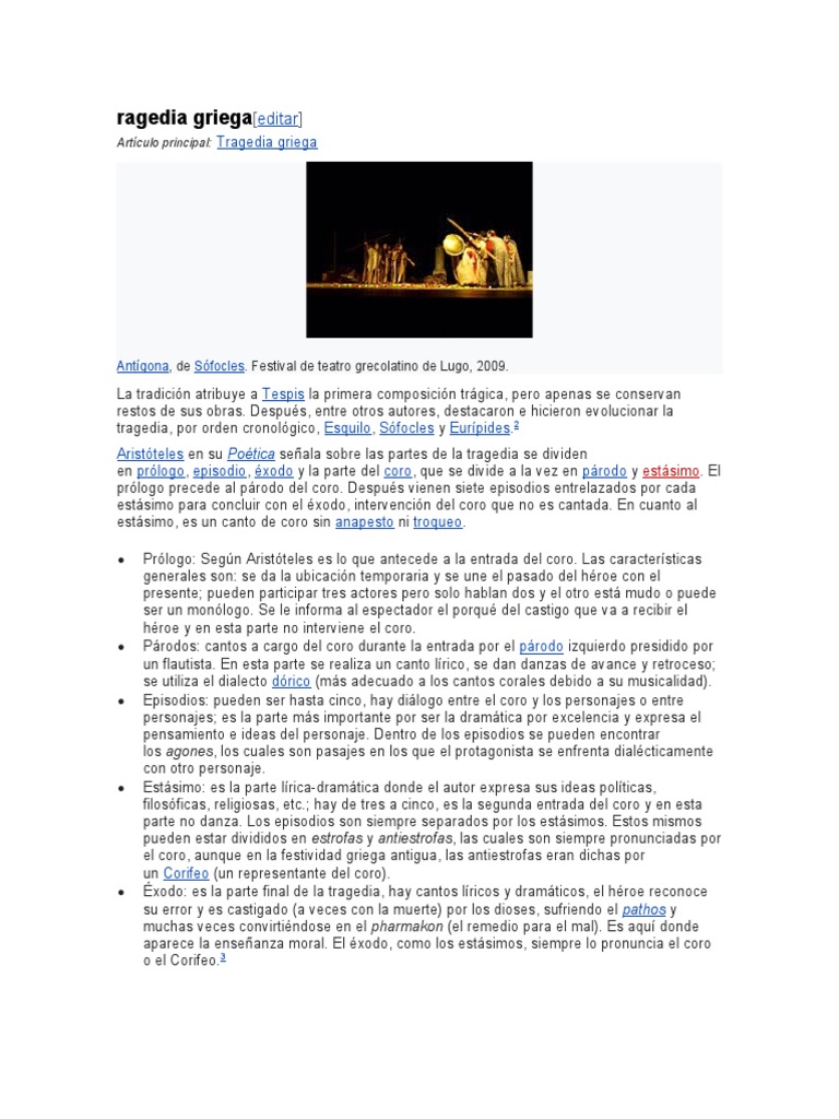 Estructura de la tragedia griega | PDF | Tragedia | Tragedia griega