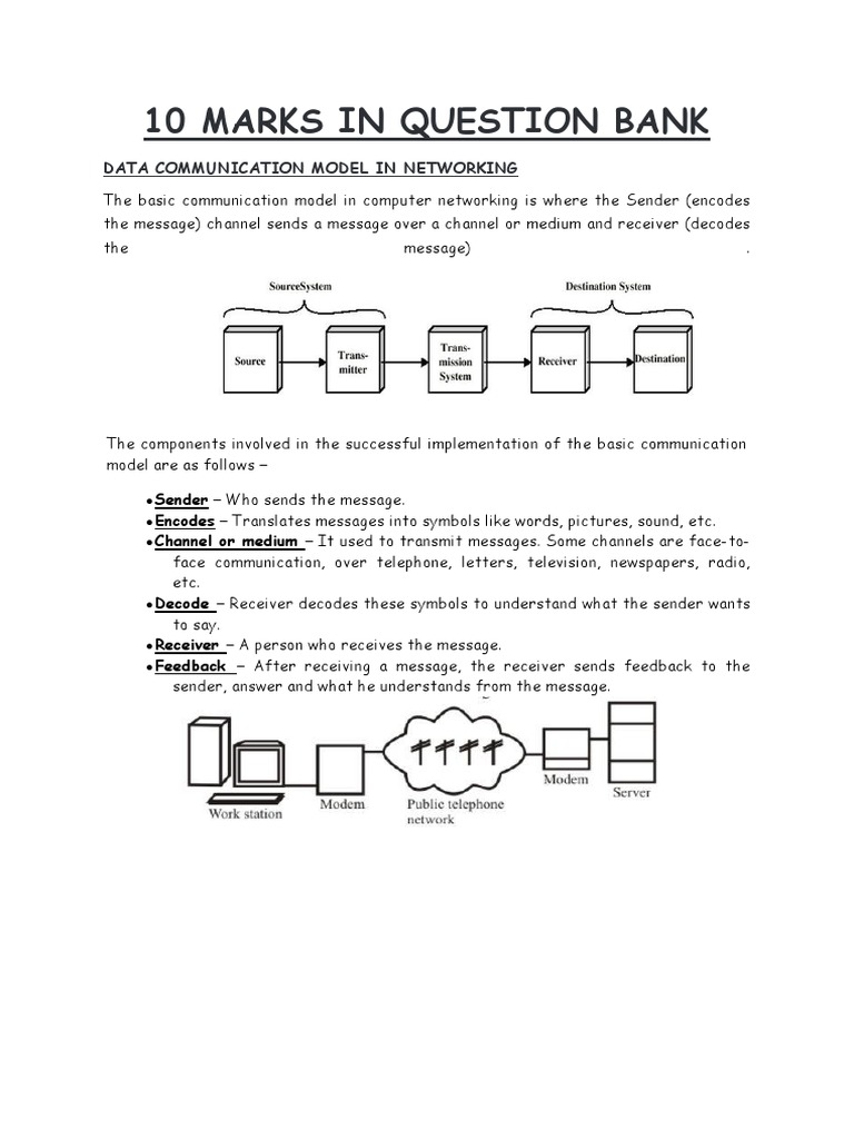 10 MARKS IN QUESTION BANK at CN&DC FOR UNIT & II | PDF | Osi Model | Computer Network