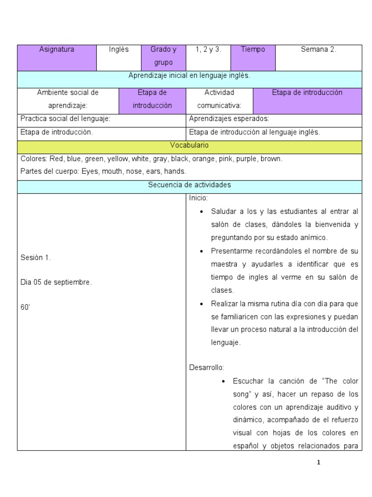 Planeación Inglés | PDF | Aprendizaje | Ciencia cognitiva