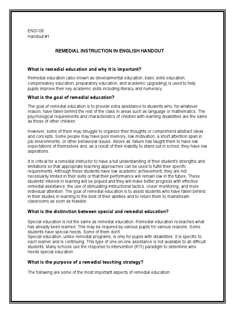 Handout 1 | PDF | Special Education | Teachers