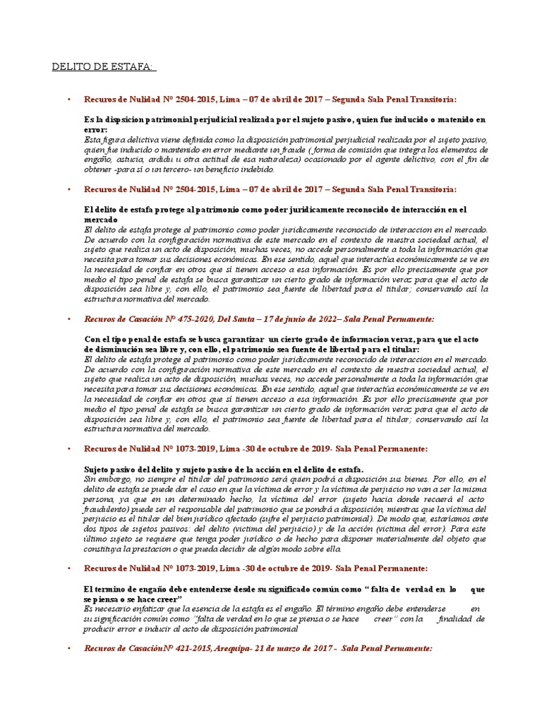 Delito de Estafa: Elementos y Casos | PDF | Trucos de confianza ...