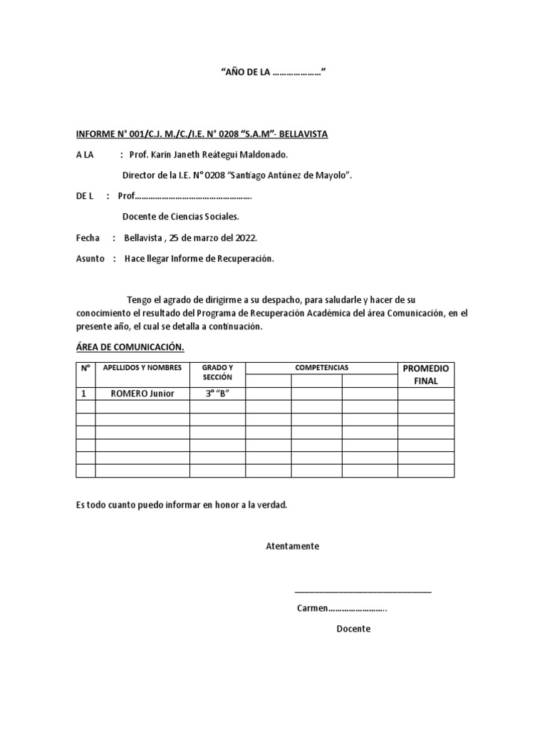 Informe de Recuperación | PDF