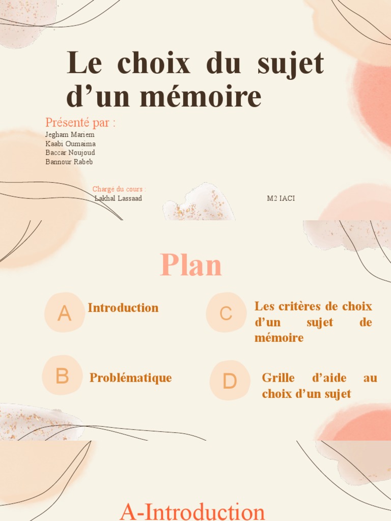 Le Choix Du Sujet | PDF
