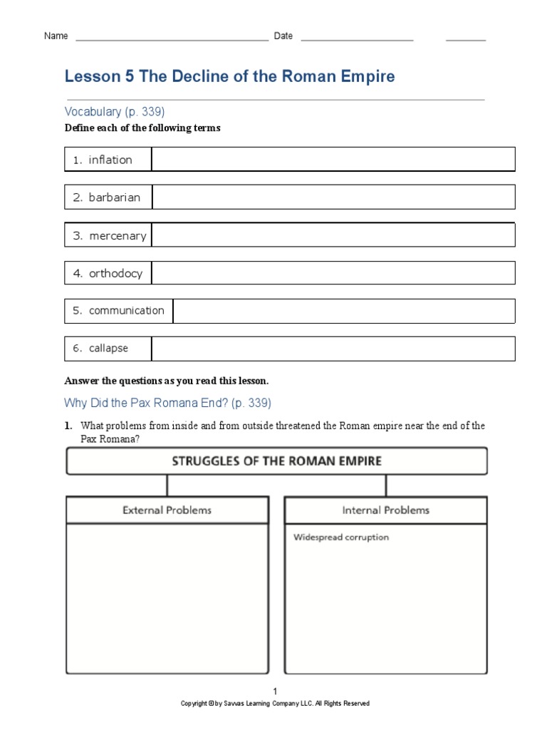 Topic 8.5 The Decline of The Roman Empire | Download Free PDF ...