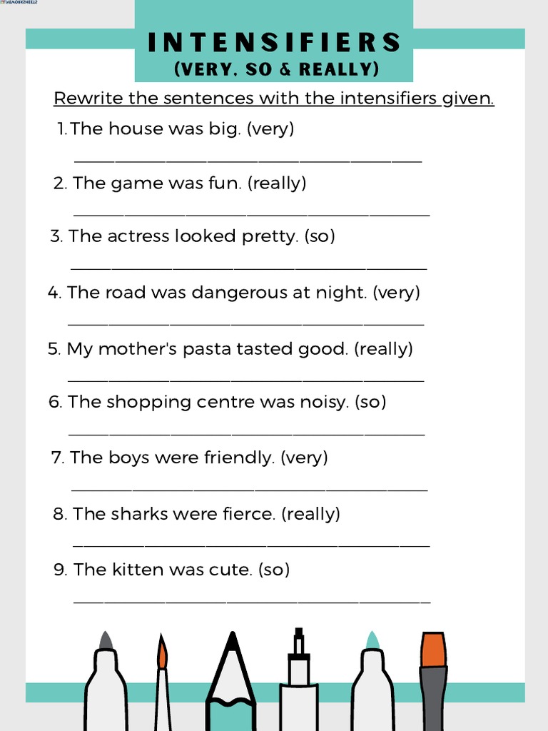 Intensifiers Exercises for ESL Learners | PDF