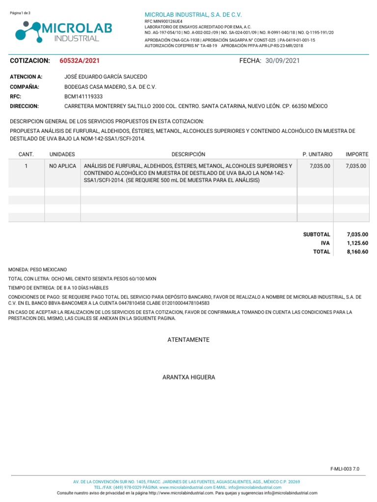 Cotización 60532A - MICROLAB. | PDF