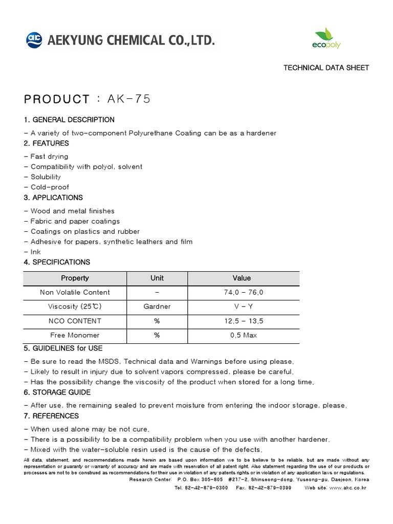 Ak-75 (E) TD - Desmodur L75 | PDF