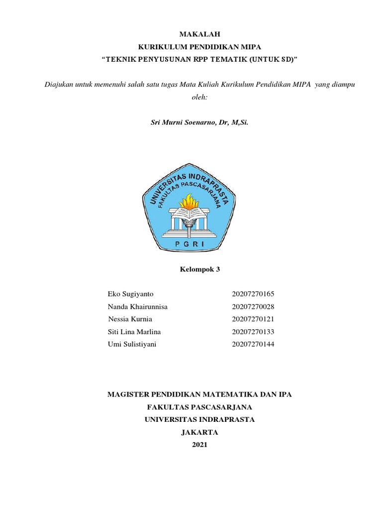 Teknik Penyusunan RPP Tematik SD | PDF