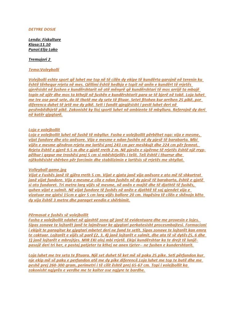 Lenda: Fiskulture Klasa:11.10 Punoi:Elja Lako Tremujori 2 | PDF