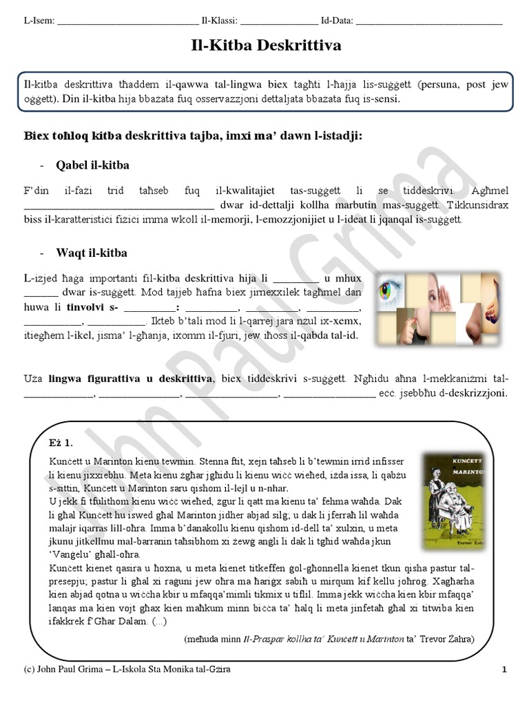 4.1 Il-Kitba Deskrittiva | PDF
