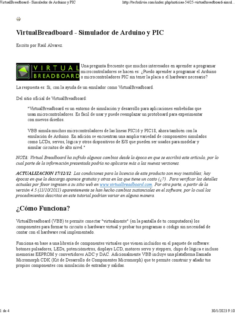 7VirtualBreadboard - Simulador de Arduino y PIC | PDF | Arduino ...