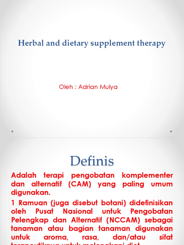 Herbal and Dietary Supplement Therapy | PDF