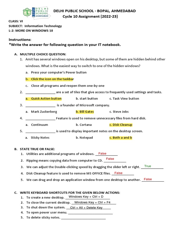 Class 6 Chapter 2-More On Windows 10 | PDF | Microsoft Windows | Software