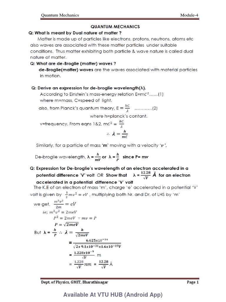 Quantum Mechanics | PDF
