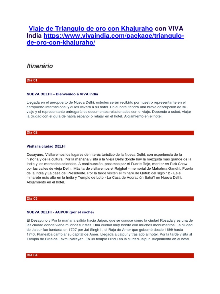 Viaje de Triangulo de Oro Con Khajuraho | PDF | Nueva Delhi
