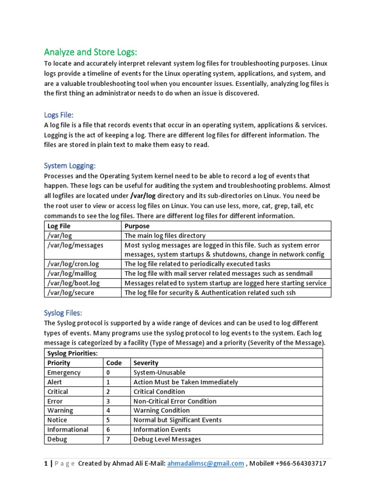 Linux Log Analysis and Management Guide | PDF | Computer File | Operating System