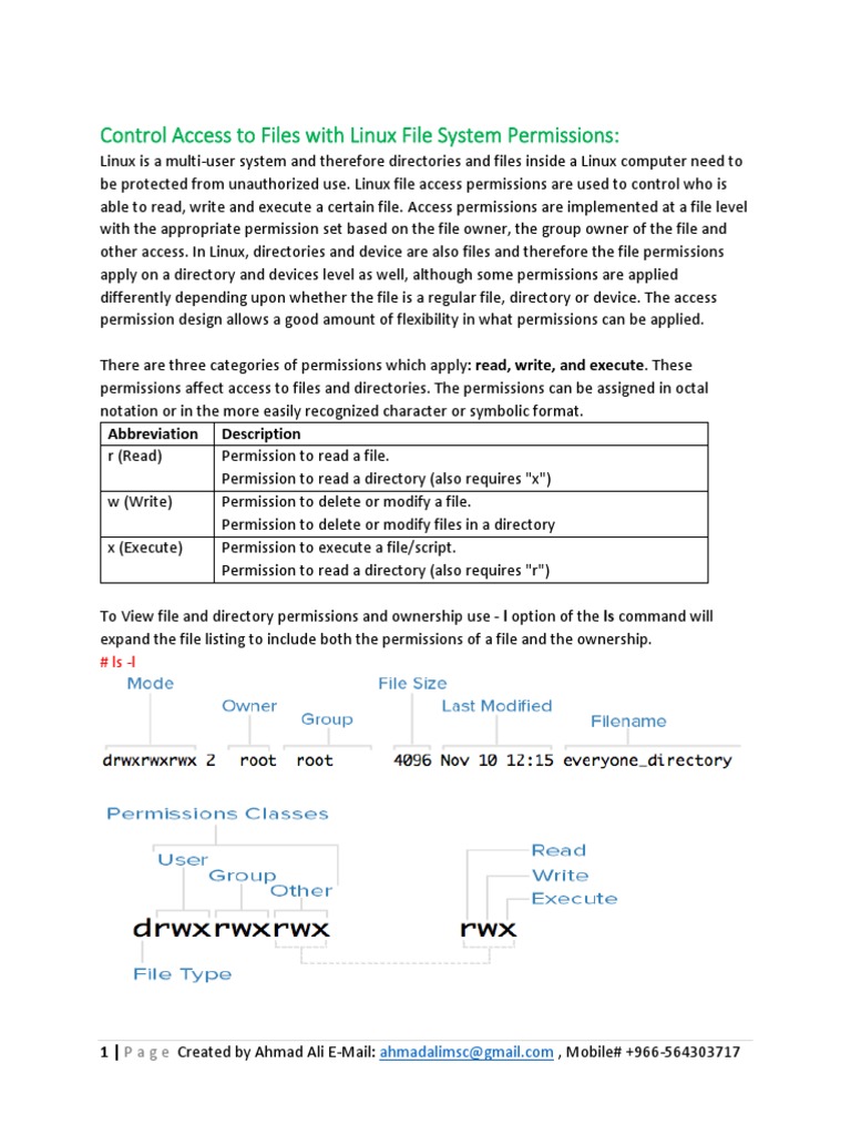 7.1 Control Access To Files With Linux File System Permissions | PDF ...