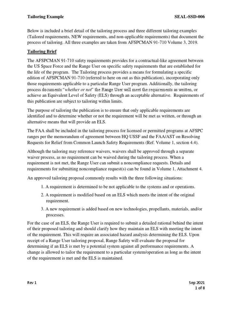 SEAL-SSD-006 - Tailoring Example | PDF | Pipe (Fluid Conveyance ...