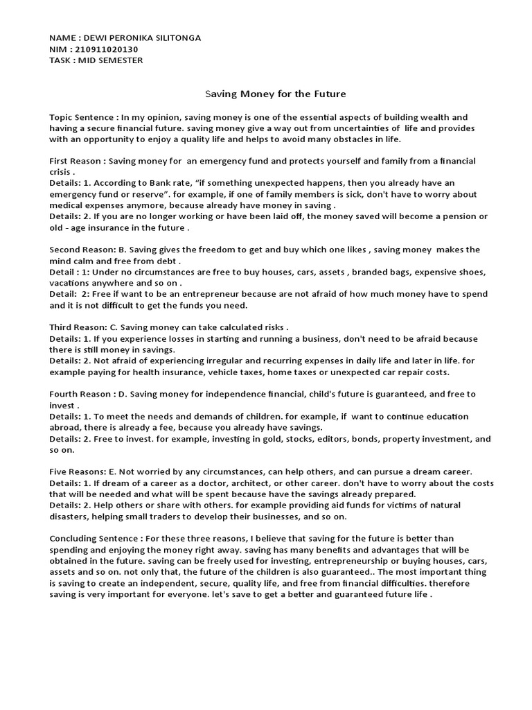 Saving Money For The Future | PDF | Investing | Saving