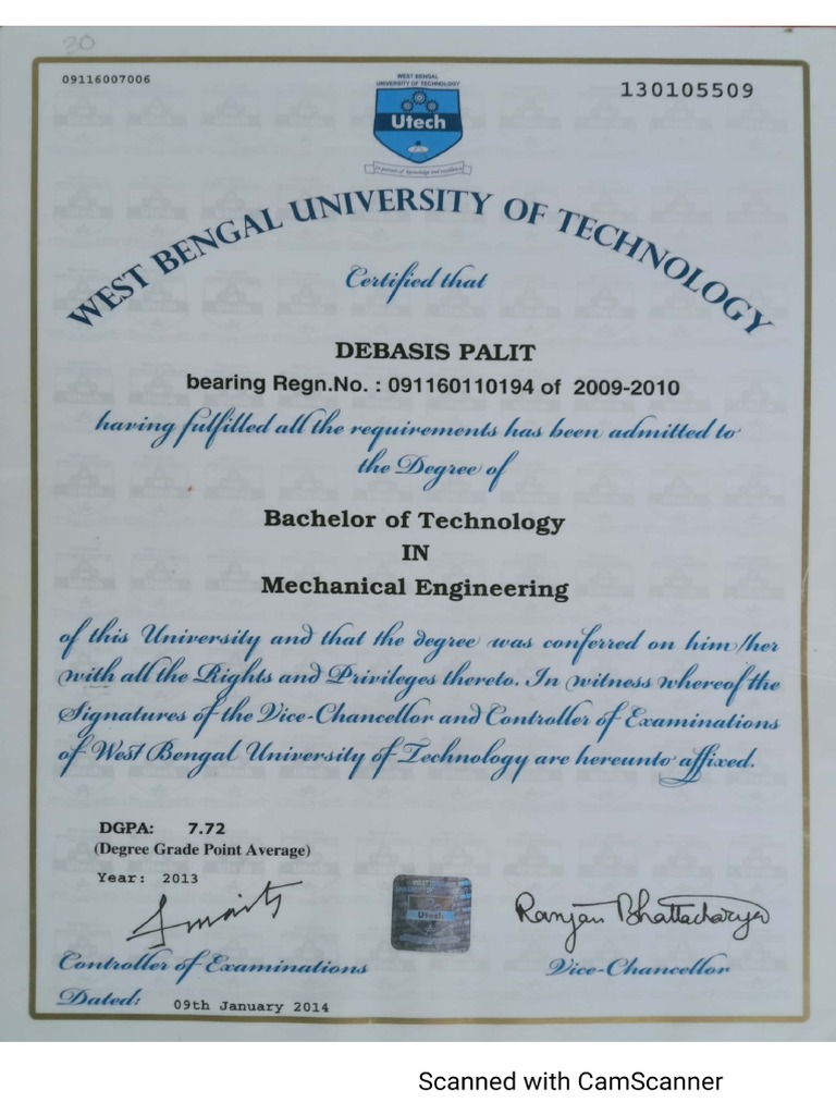 B.tech Certificate | PDF
