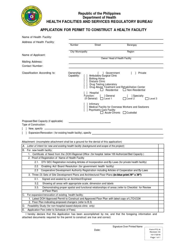 PTC Application Form | PDF | Clinic | Hospital