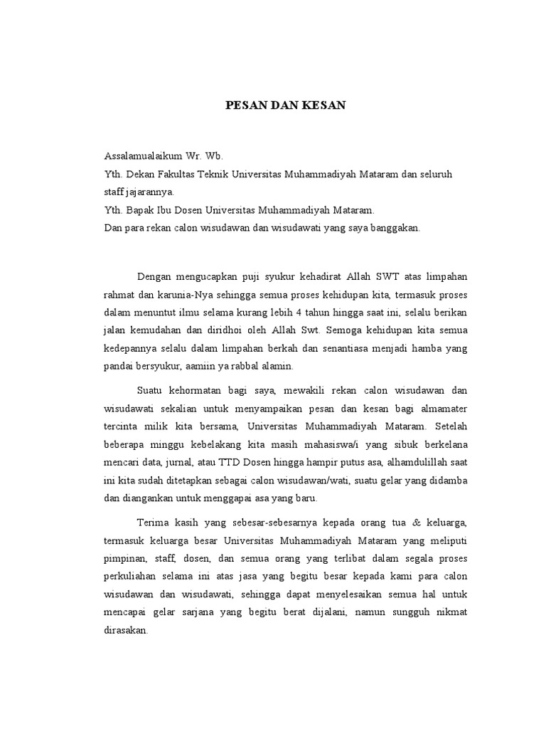 Pesan Dan Kesan Yudisium | PDF