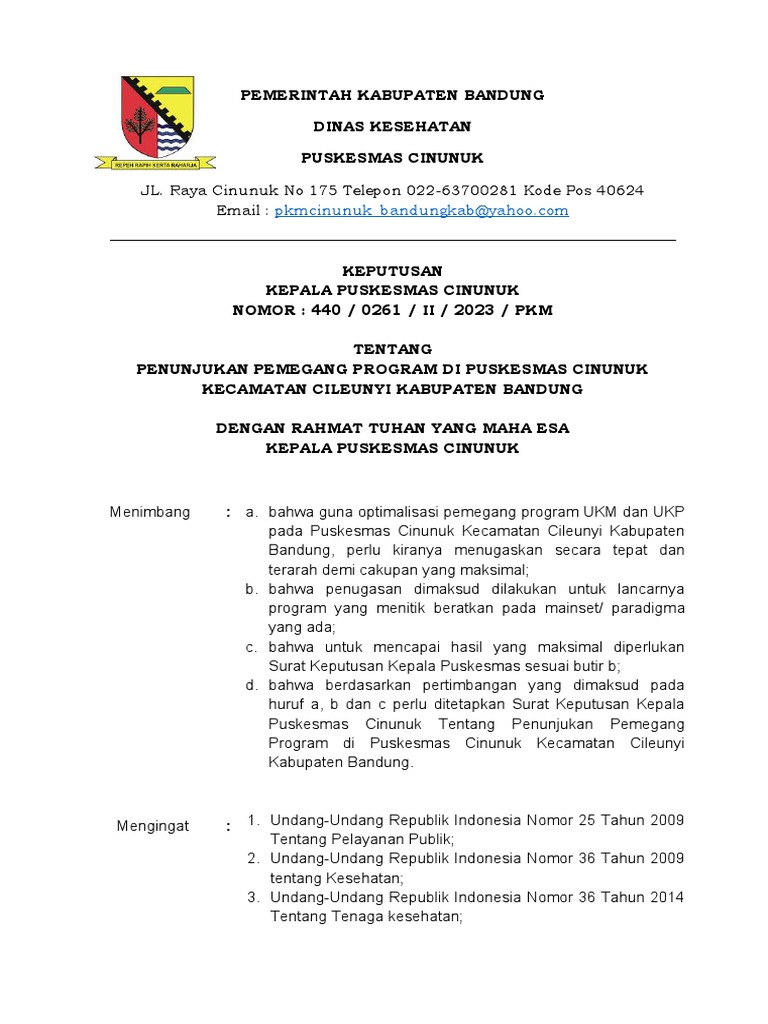 SK Pemegang Program 2023 | PDF | Kesehatan Holistik