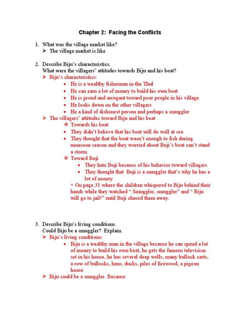 Question - Answer Chapter2 - Village by The Sea | PDF