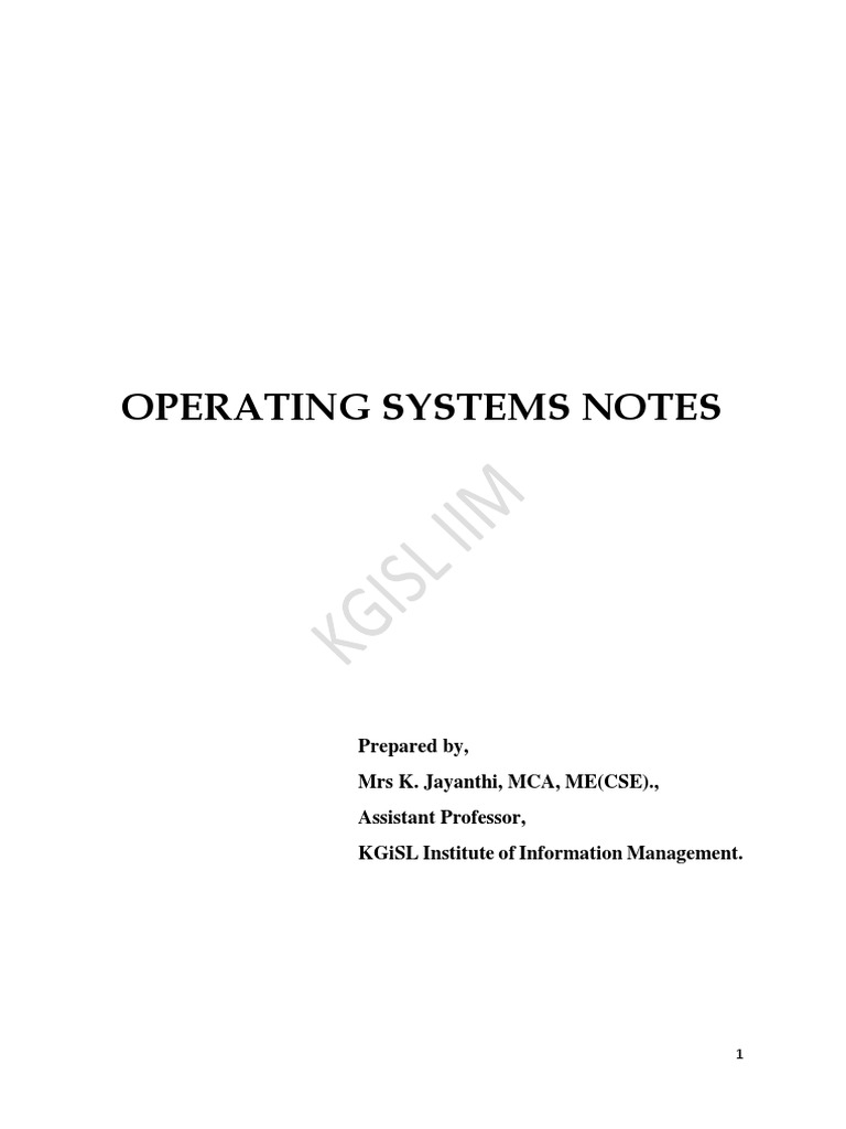Operating Systems-Notes | PDF | Computer Cluster | Operating System