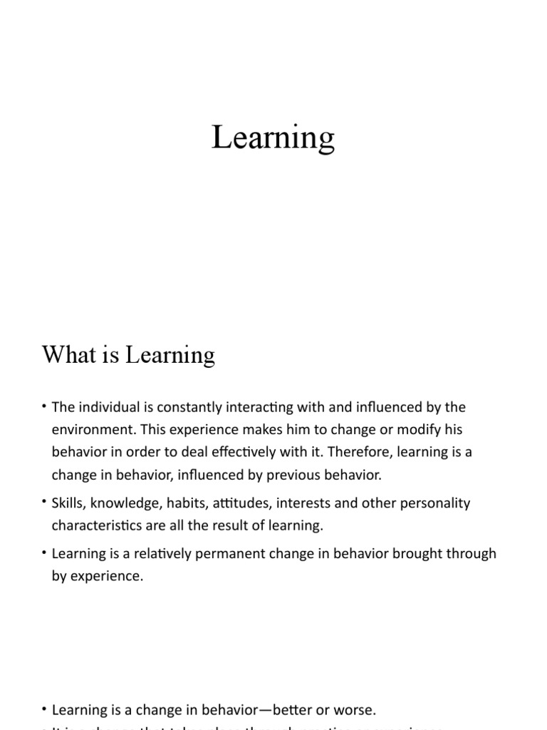 Learning | PDF | Classical Conditioning | Reinforcement