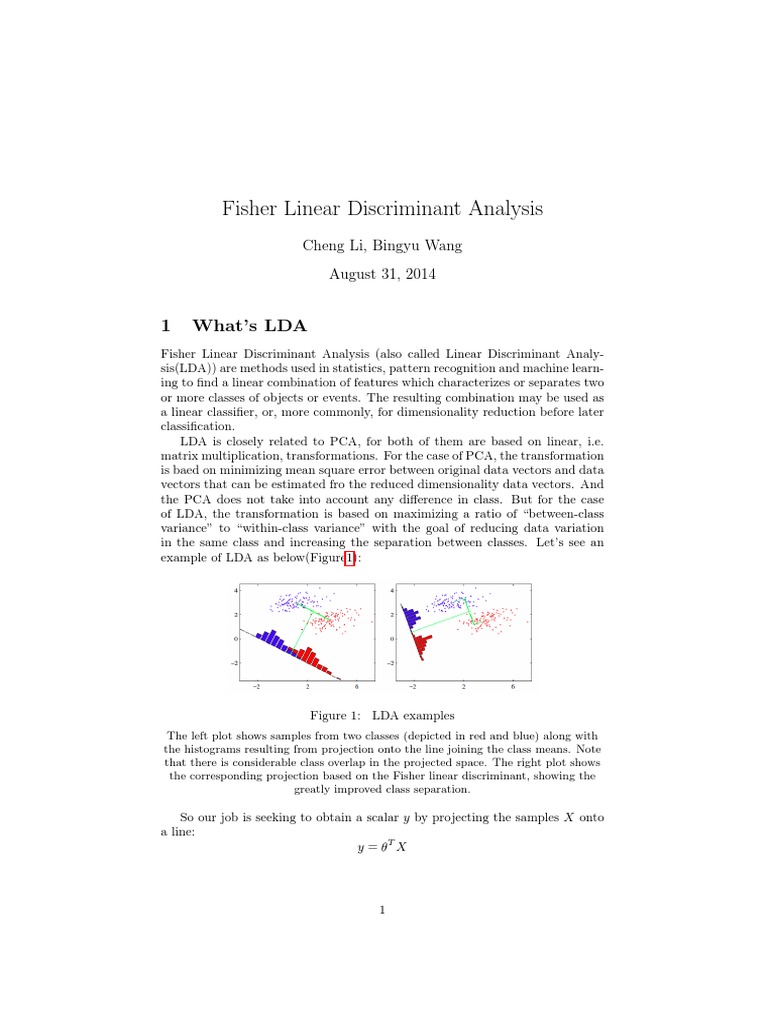 Fisher Linear Discriminant Analysis: 1 What's LDA | PDF | Eigenvalues And Eigenvectors ...