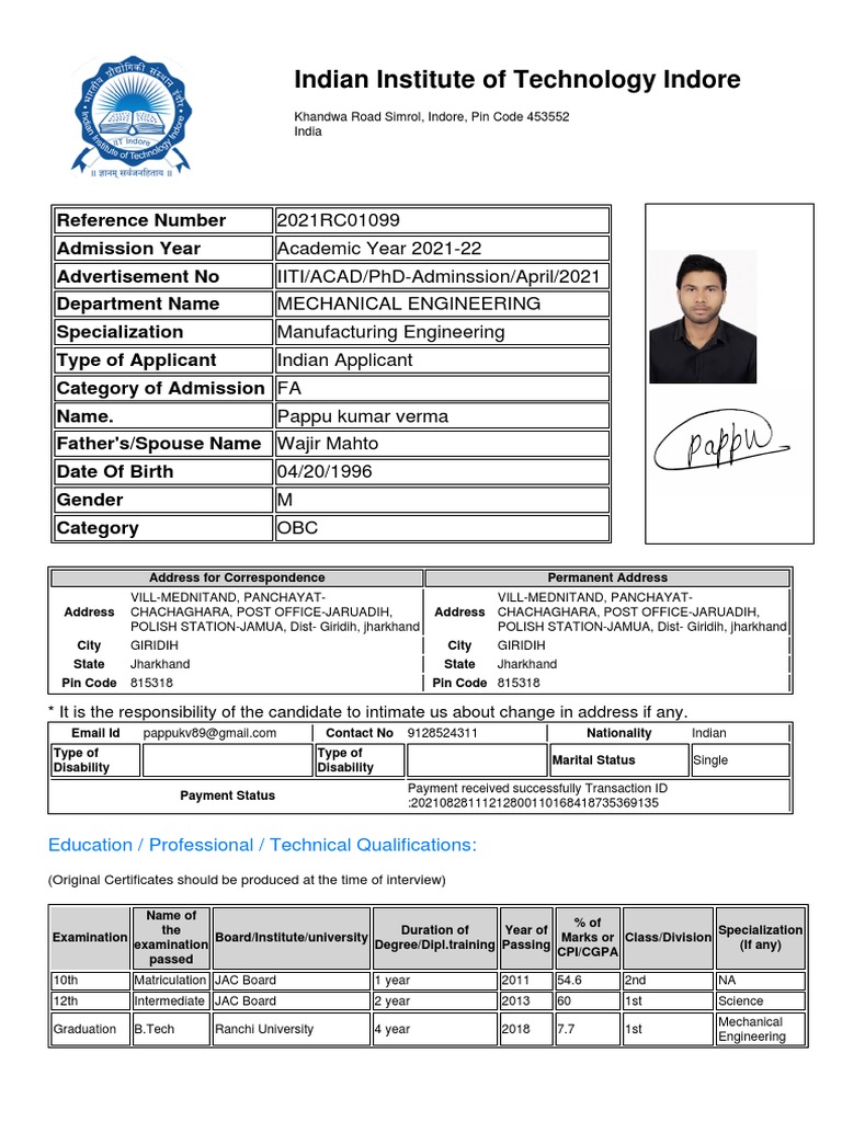 Indian Institute of Technology Indore | PDF | Thesis