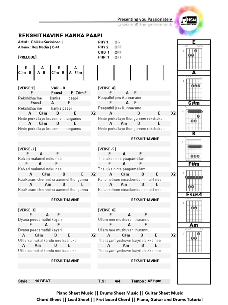 Rekshithavine Kanka Paapi - OR - E | PDF | Music Theory | Music Technology