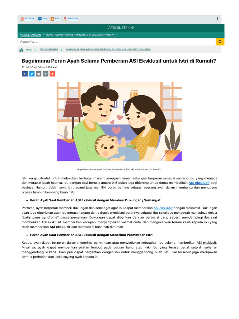 Bagaimana Peran Ayah Selama Pemberian ASI Eksklusif Untuk Istri Di Rumah? | PDF