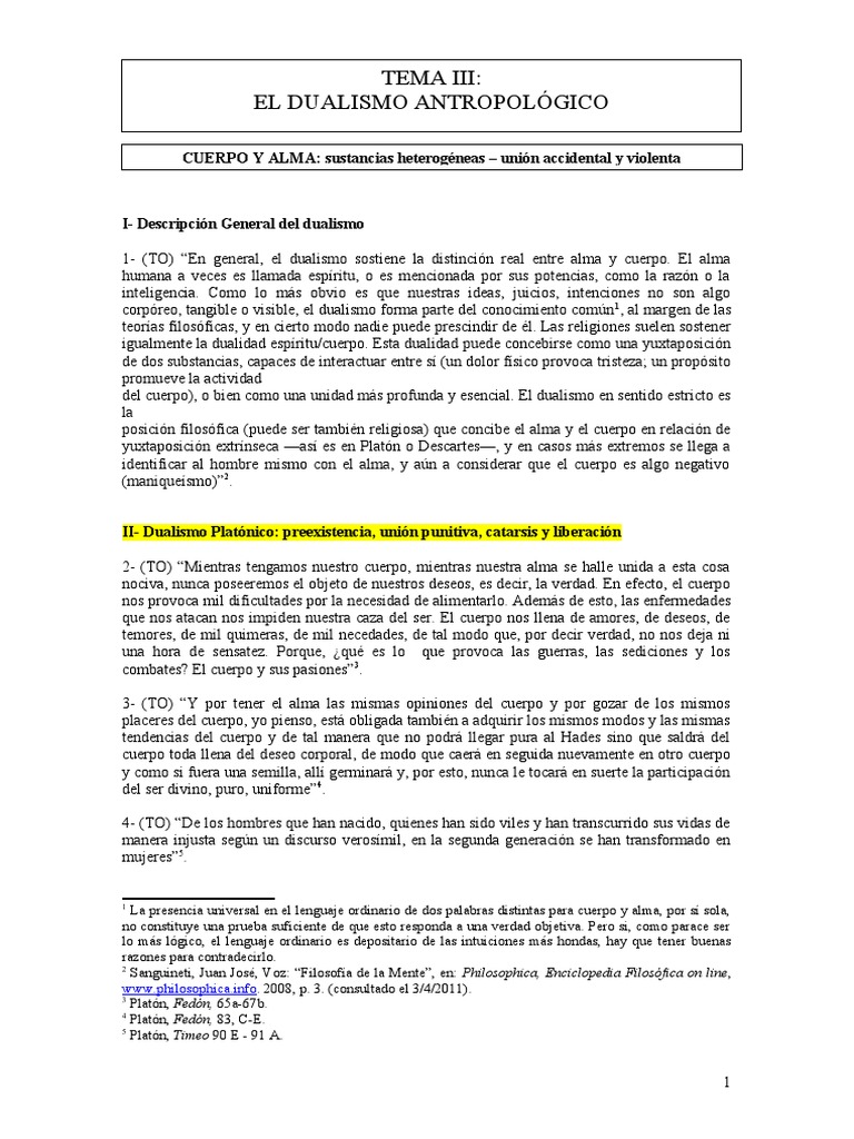 Dualismo en Platón: Alma y Cuerpo | PDF | Alma | René Descartes
