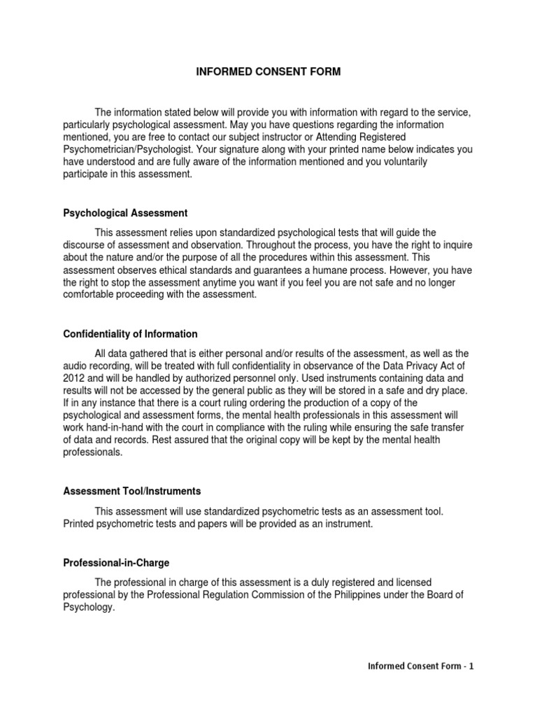 Informed Consent Form | PDF | Informed Consent | Psychology