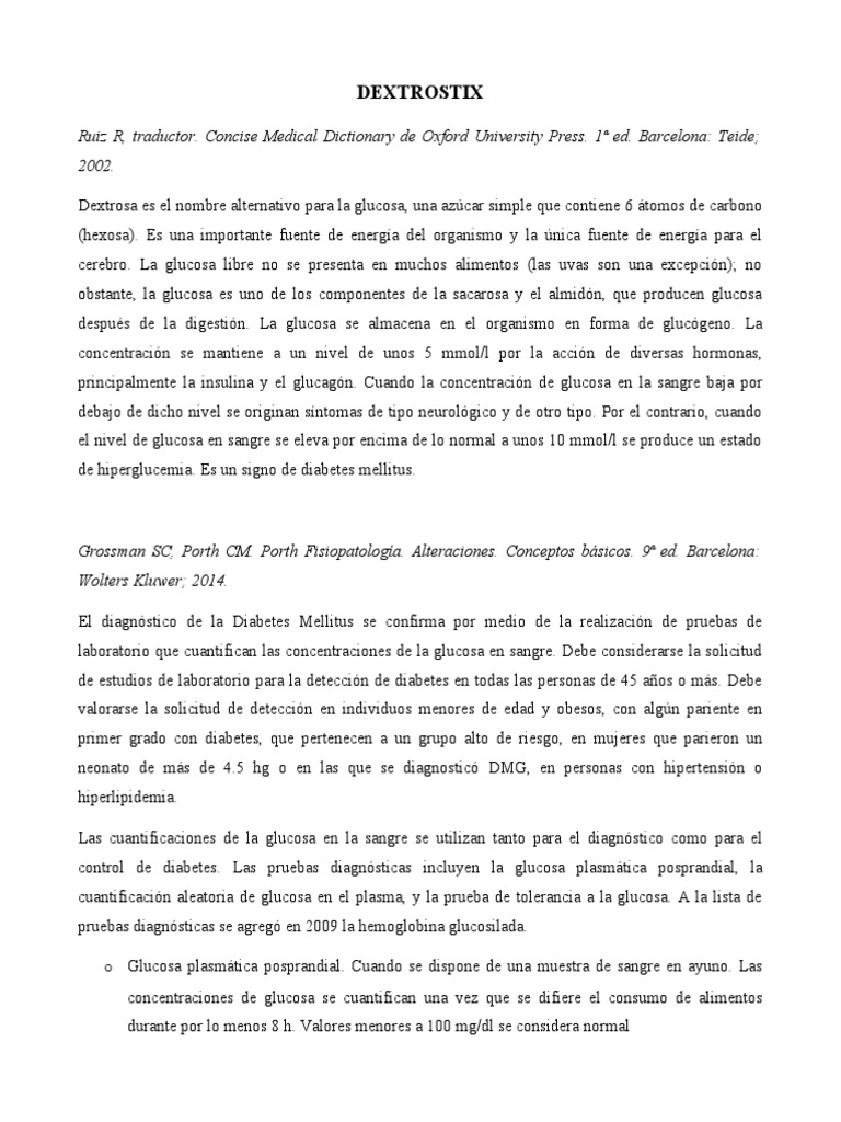 DEXTROSTIX | PDF | Diabetes | Glucosa