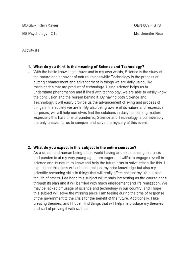 Activity #1 STS | PDF