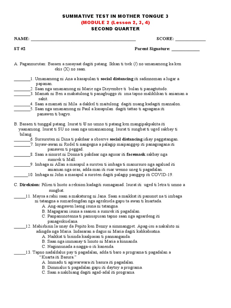 Summative Test 2 | PDF