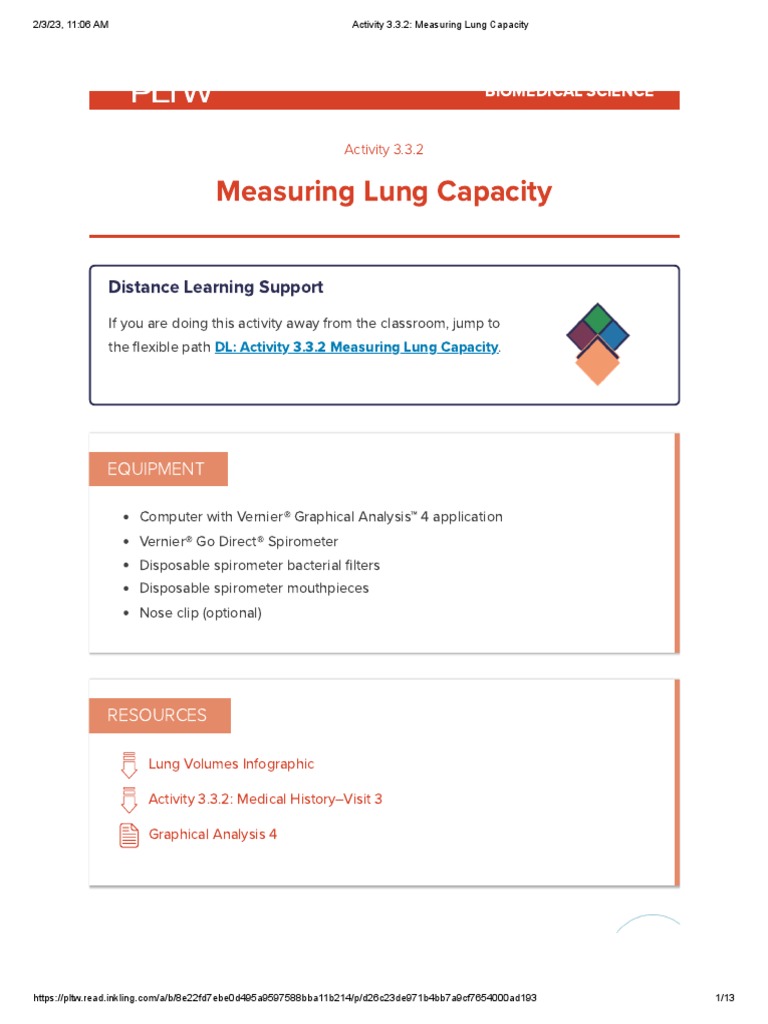 Activity 3.3.2 - Measuring Lung Capacity - Human Body Systems | PDF ...