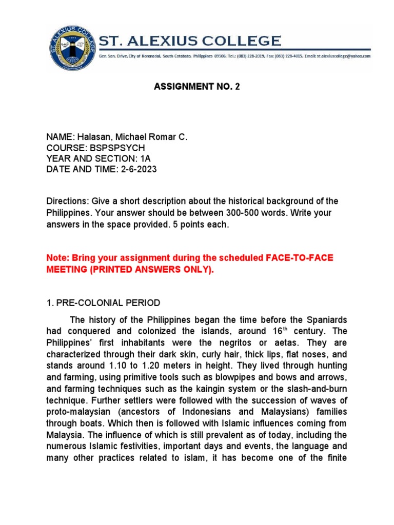 Assignment No. 2 | PDF | Philippines