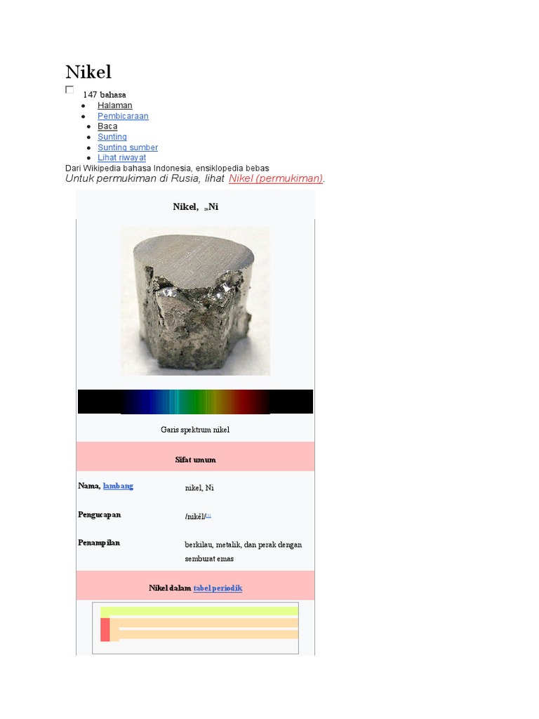 Sifat dan Aplikasi Nikel | PDF