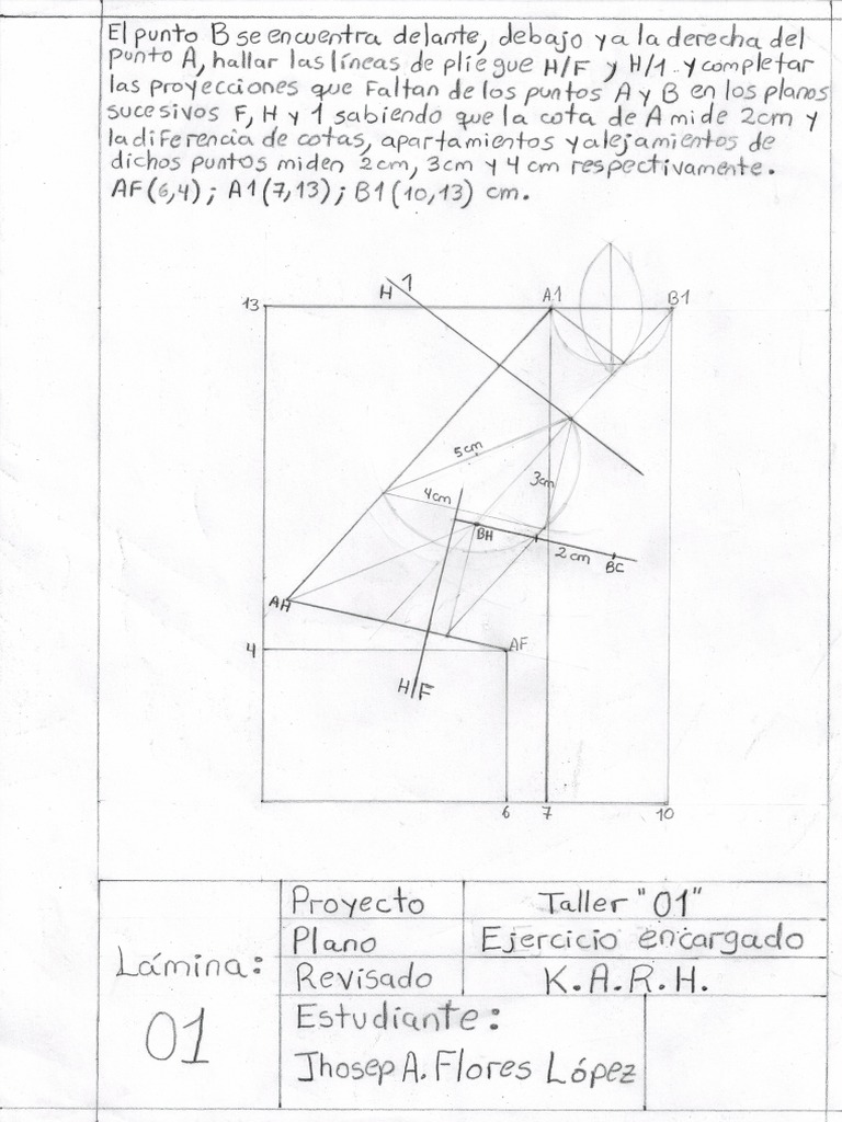 Práctica 01 - Geometría Descriptiva | PDF