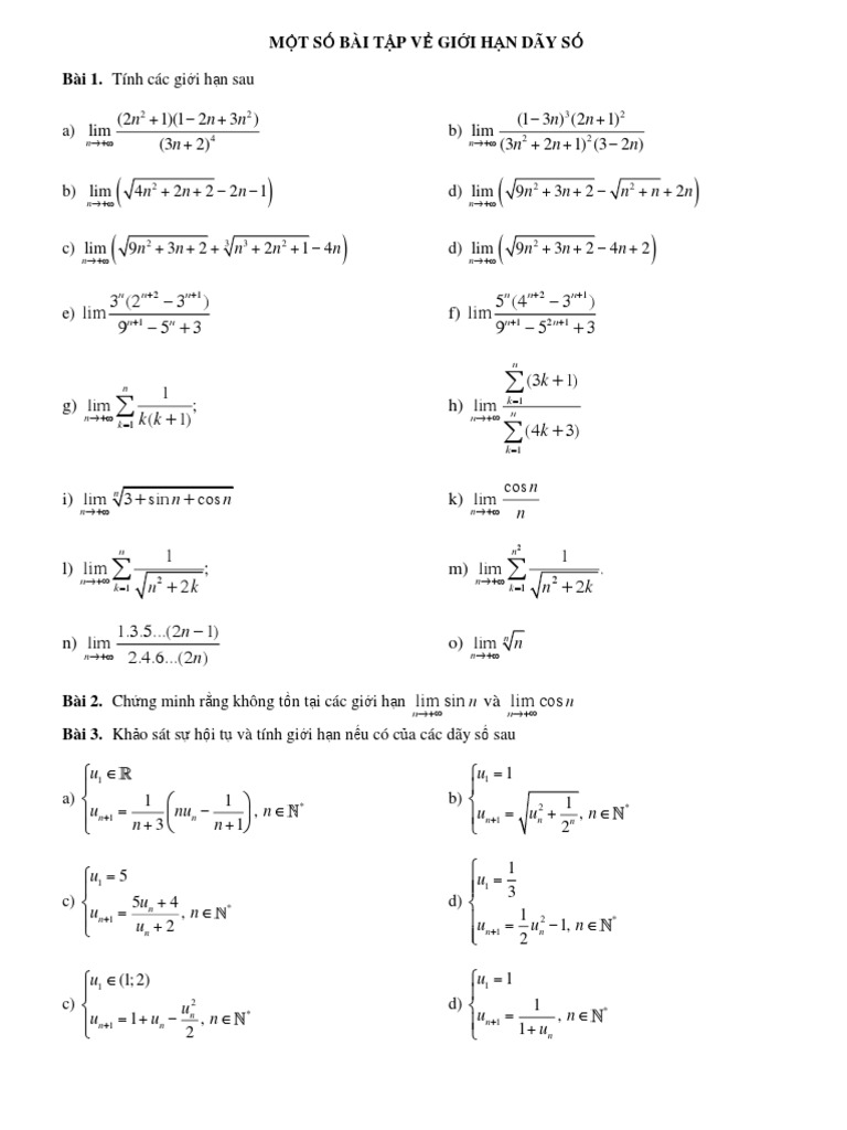 Bai Tap Ve Gioi Han Day So | PDF