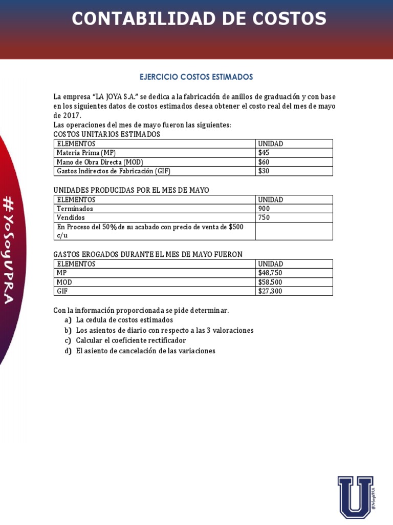 Ejercicios Costos Estimados.070223 | PDF